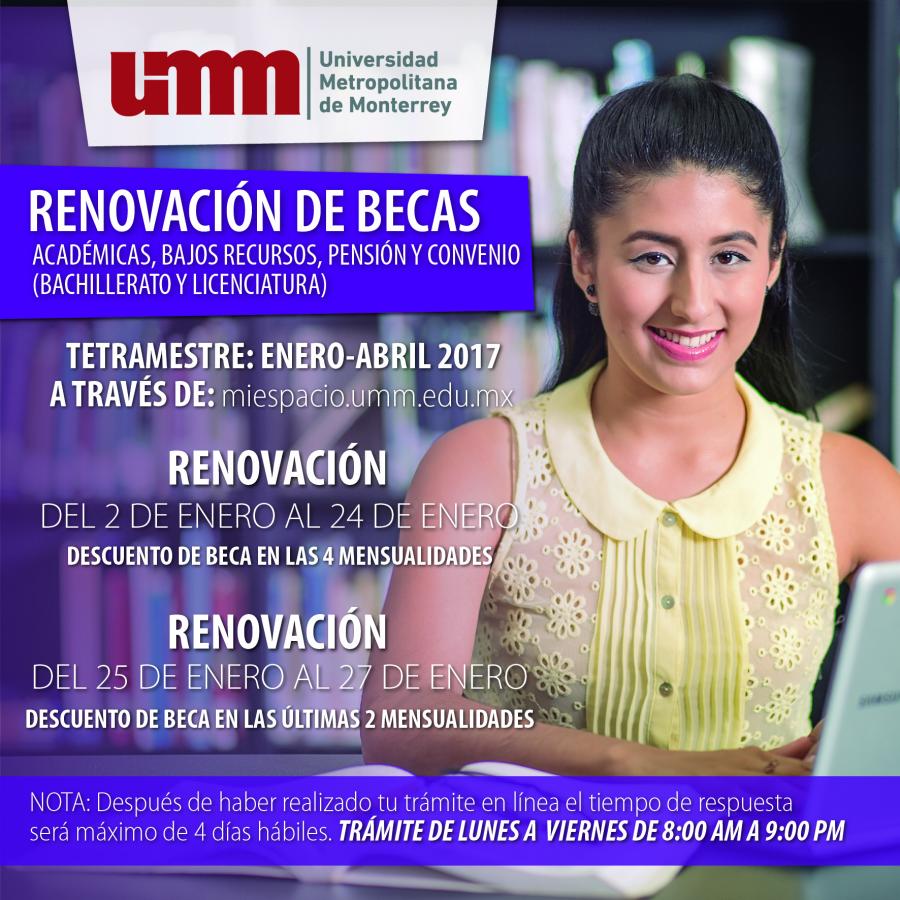 Renovación de becas tetramestre | Mi Espacio UMM